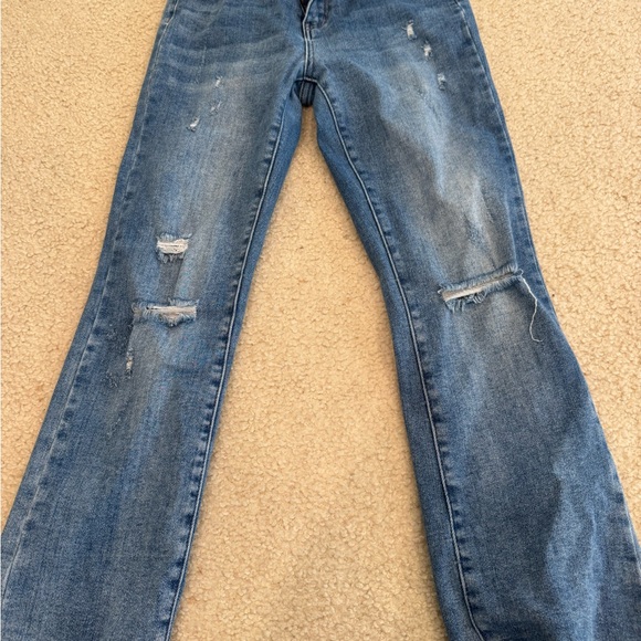 Risen Jeans | Jeans | Classic Blue Distressed Flare Jeans | Poshmark